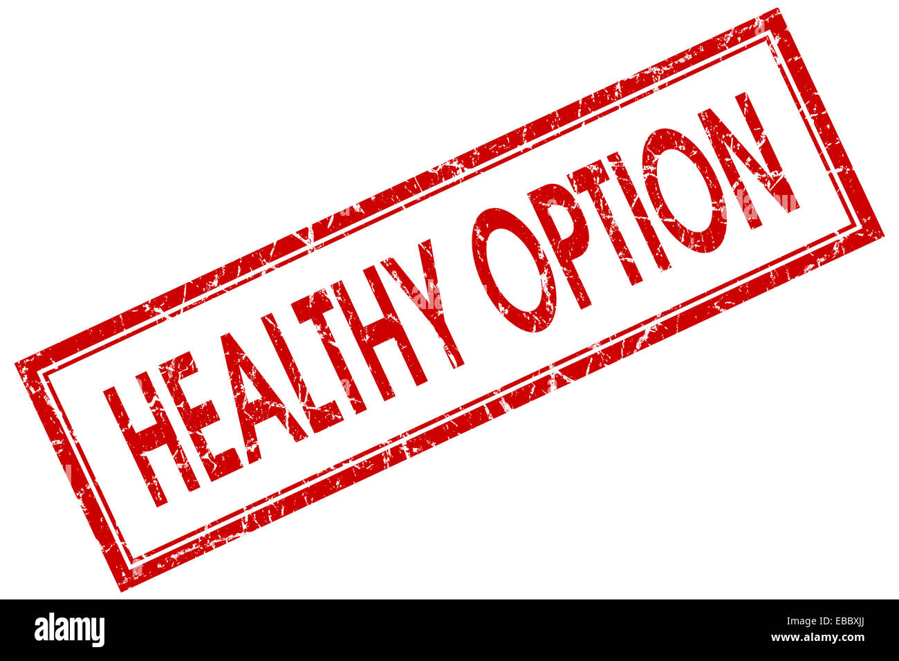 Healthy option red square grungy stamp isolated on white background ...
