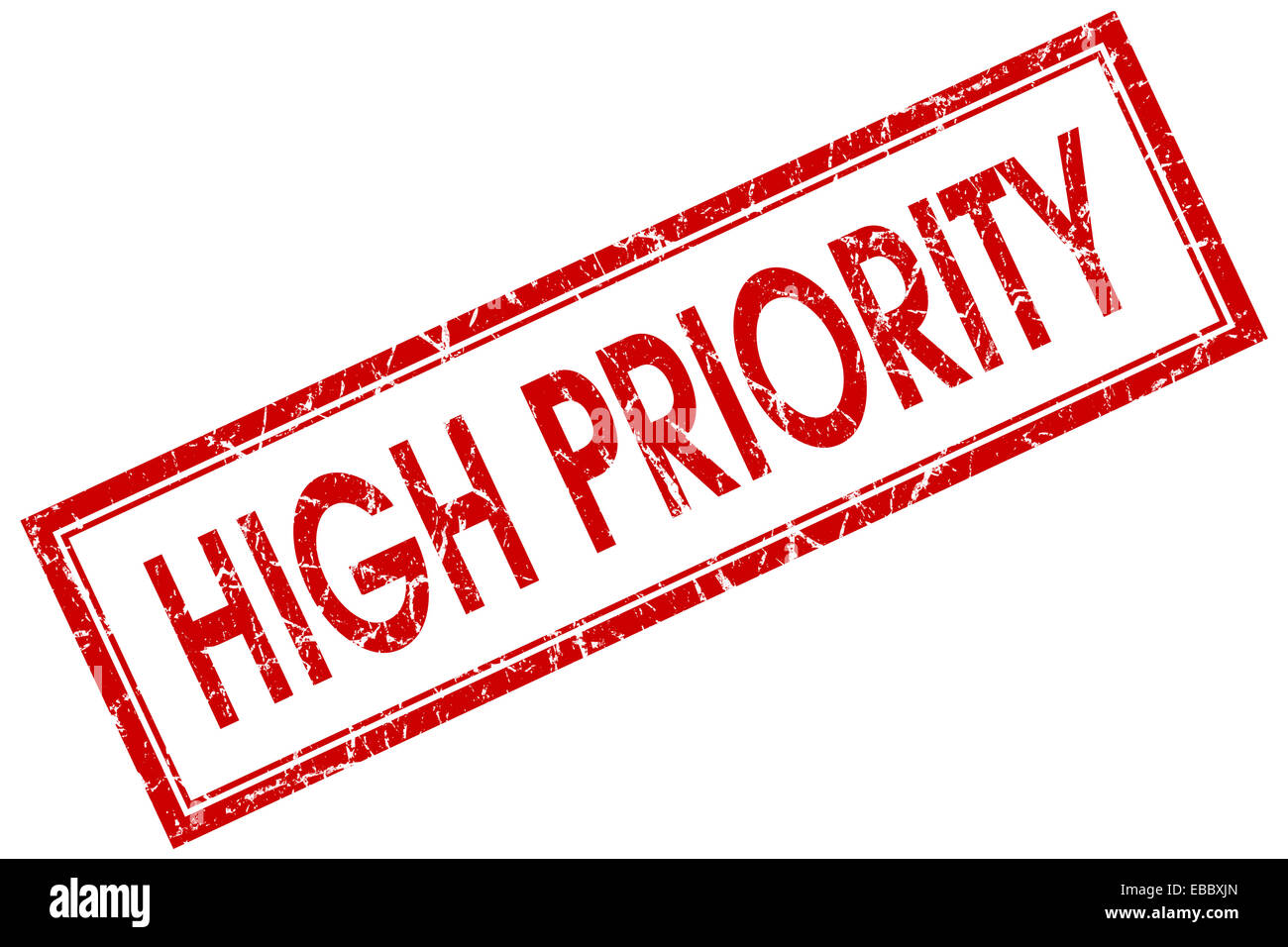 high priority red square stamp isolated on white background Stock Photo ...