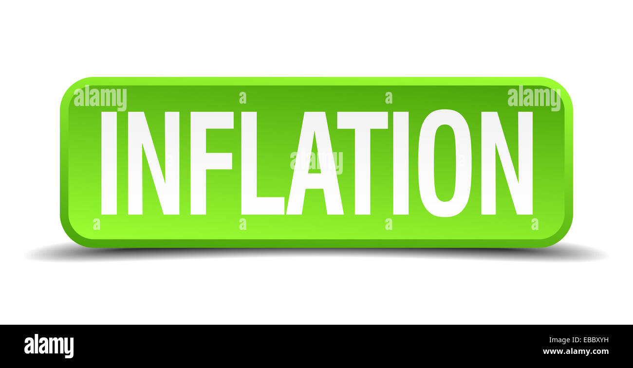 Inflation green 3d realistic square isolated button Stock Photo - Alamy