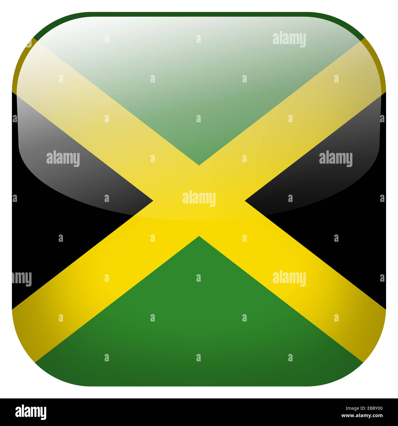 Jamaica national flag square button isolated on white background Stock ...