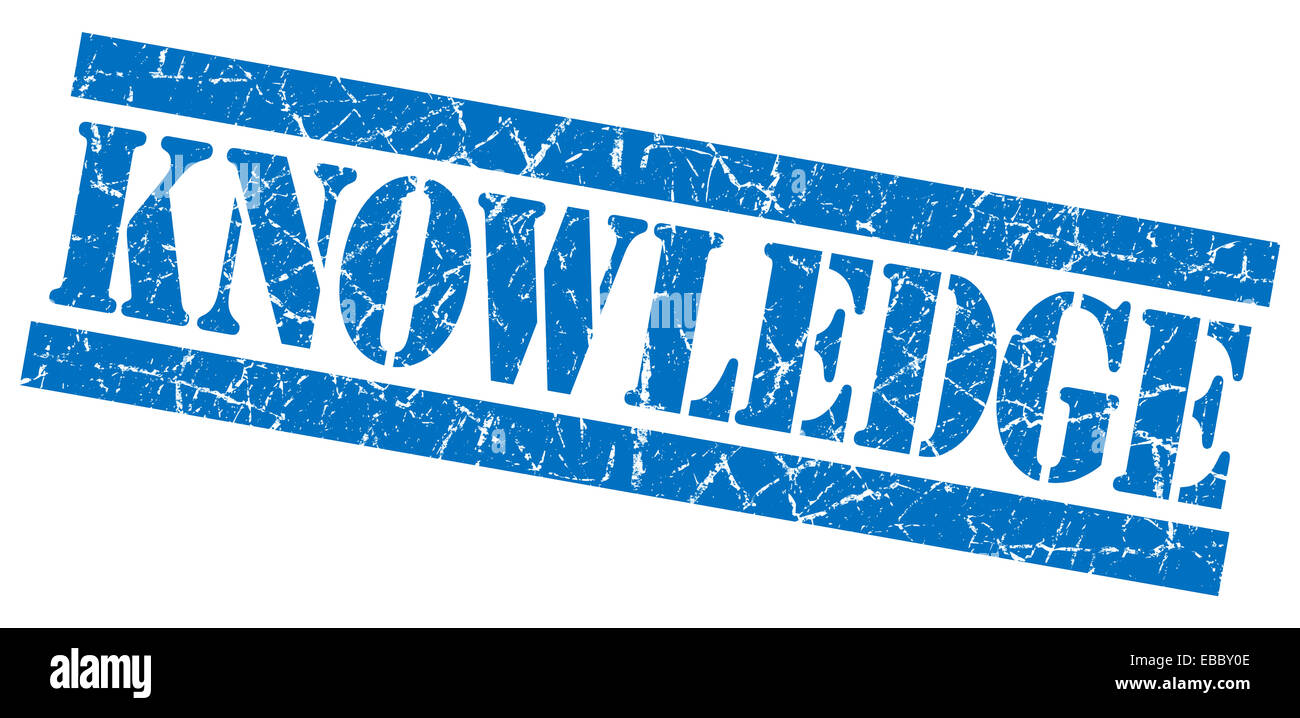 Knowledge blue square grunge textured stamp isolated on white Stock ...