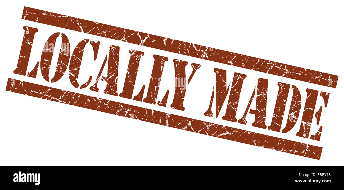 locally made brown grungy stamp on white background Stock Photo - Alamy