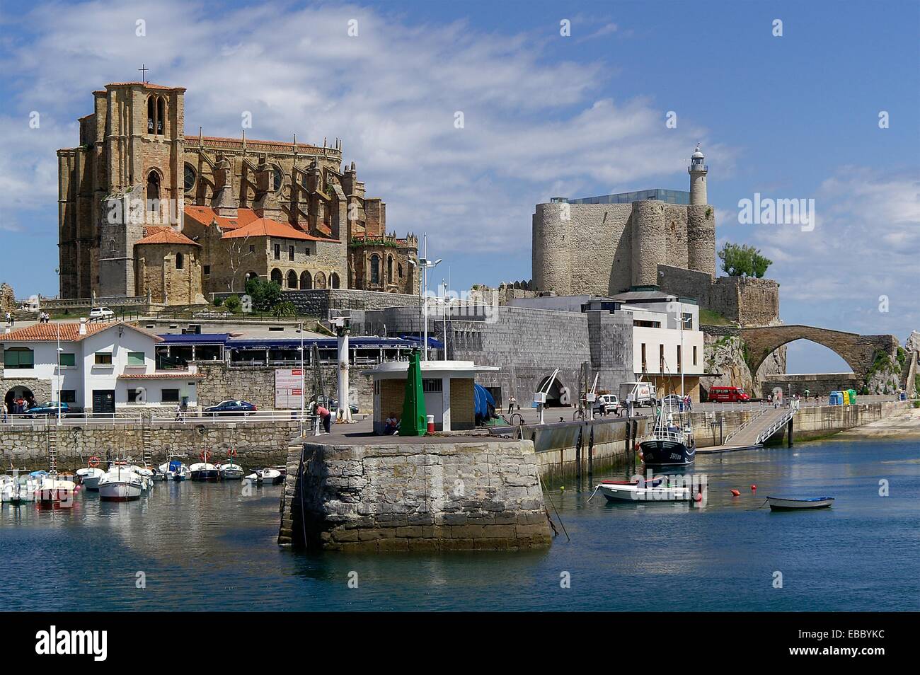 Castro Urdiales Cantabria Spain St Mary´s Church and Castle Stock Photo ...