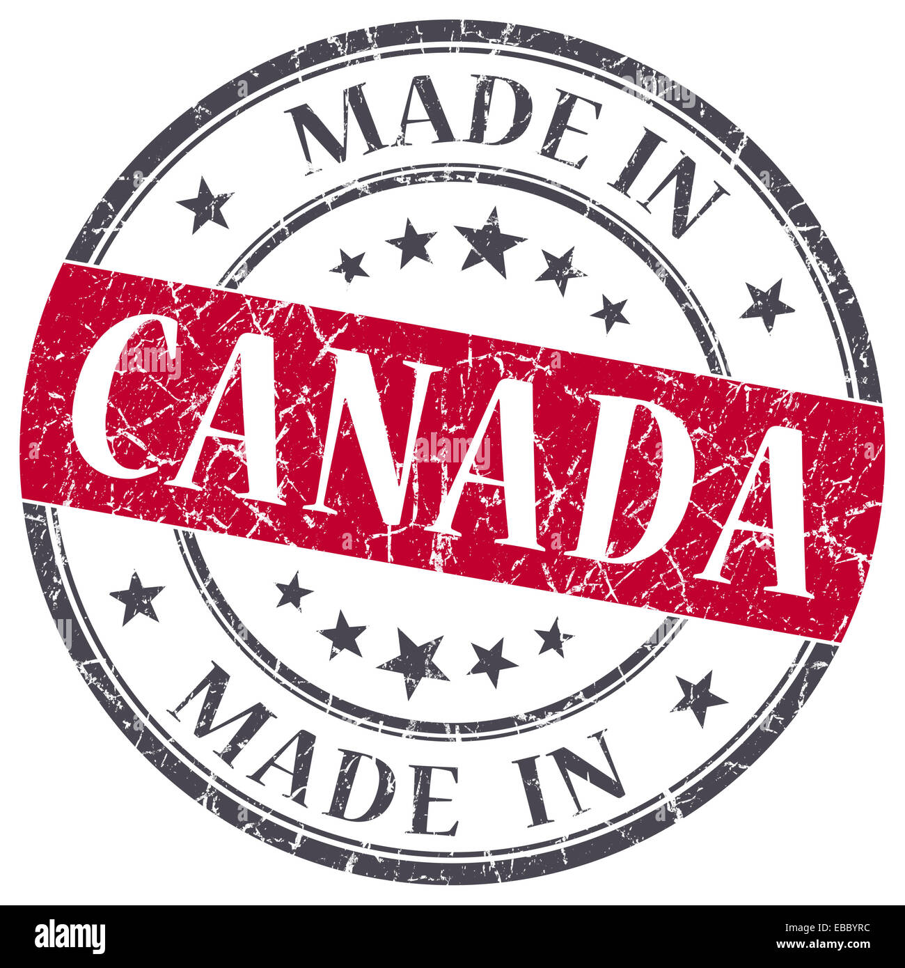 made in Canada red grunge round stamp isolated on white background ...