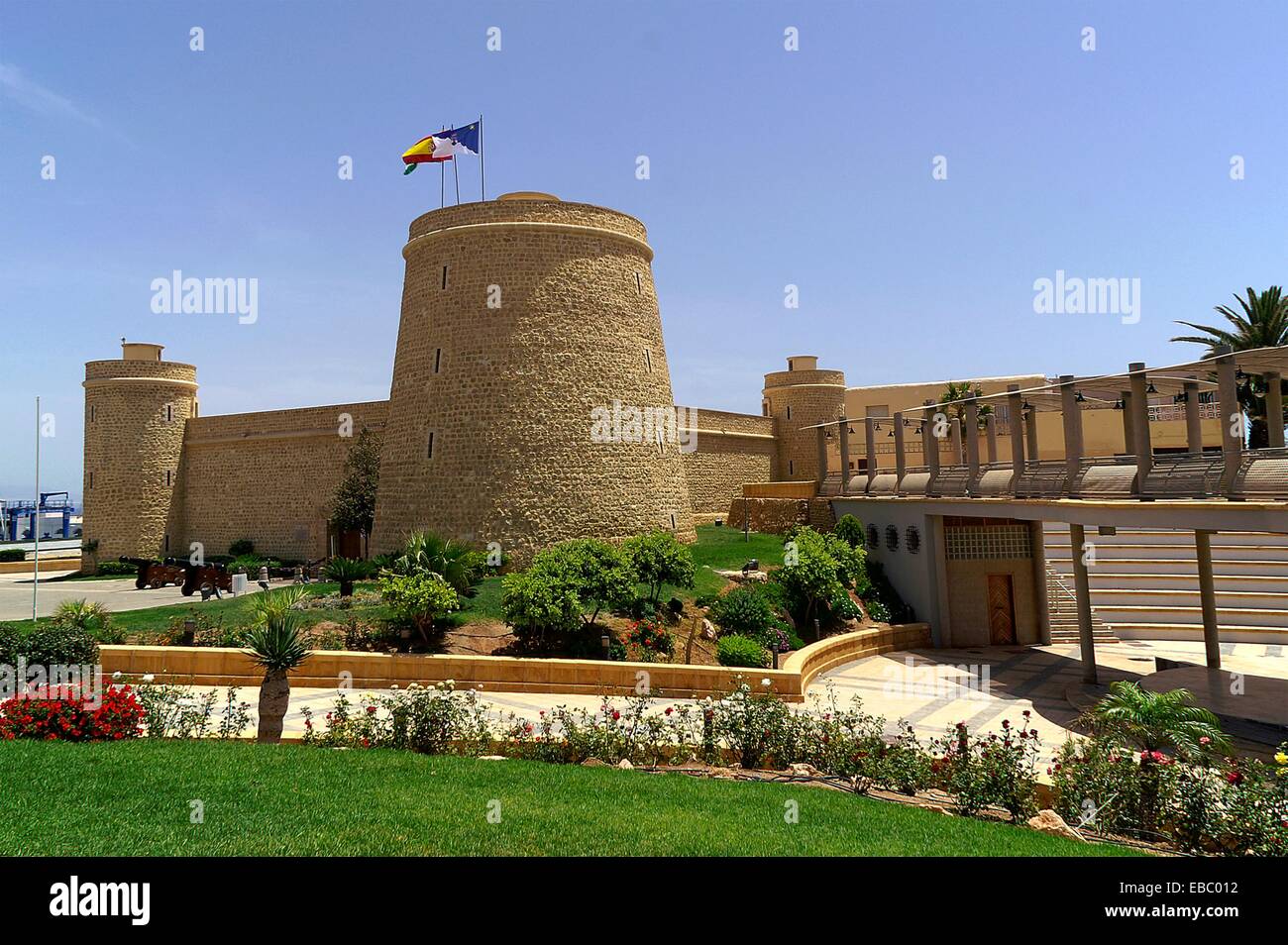 Roquetas de Mar Almería Spain Castle of Santa Ana in the town of ...
