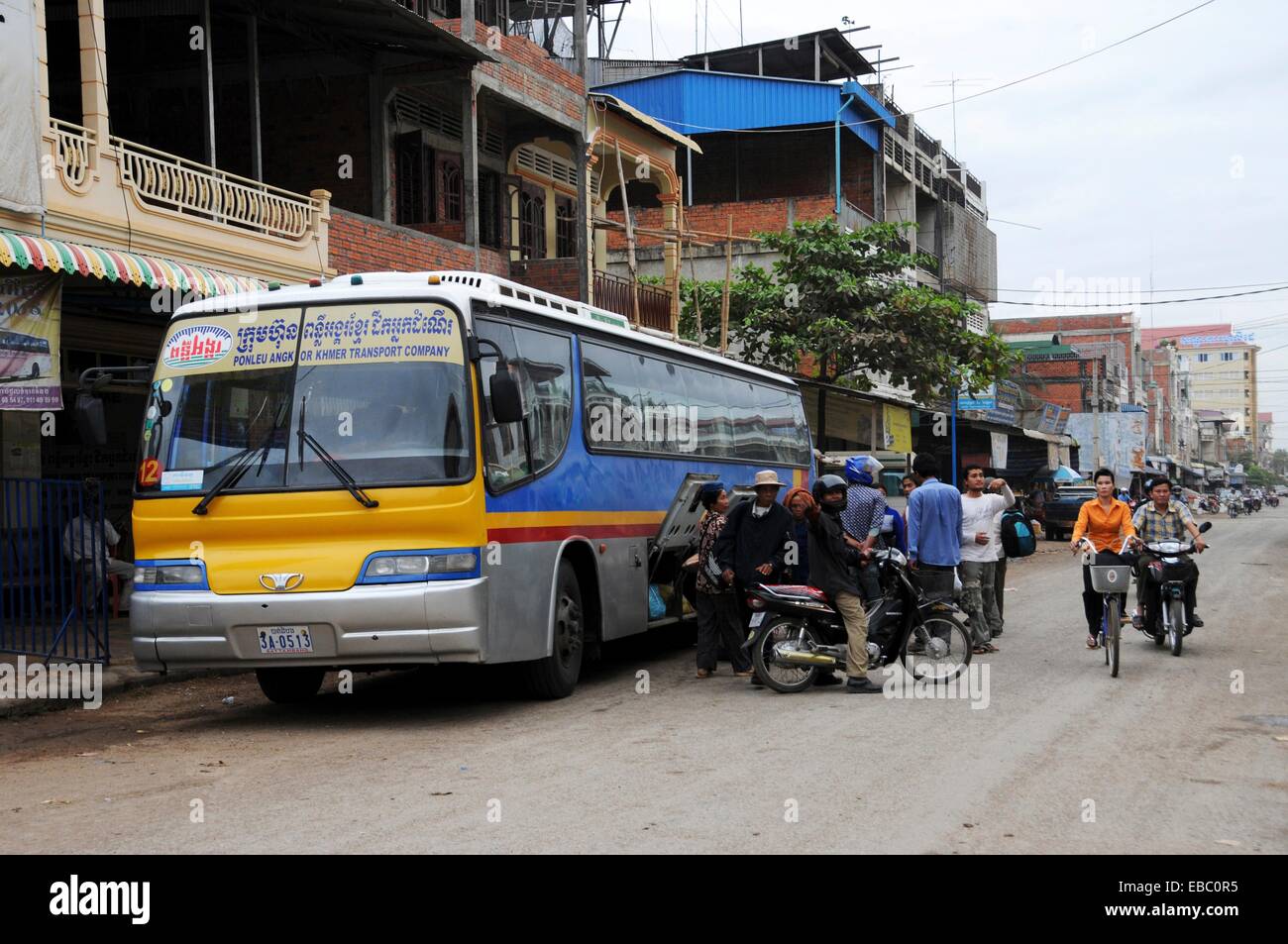 Remote bus at a bus stop in Battambang Stock Photo - Alamy