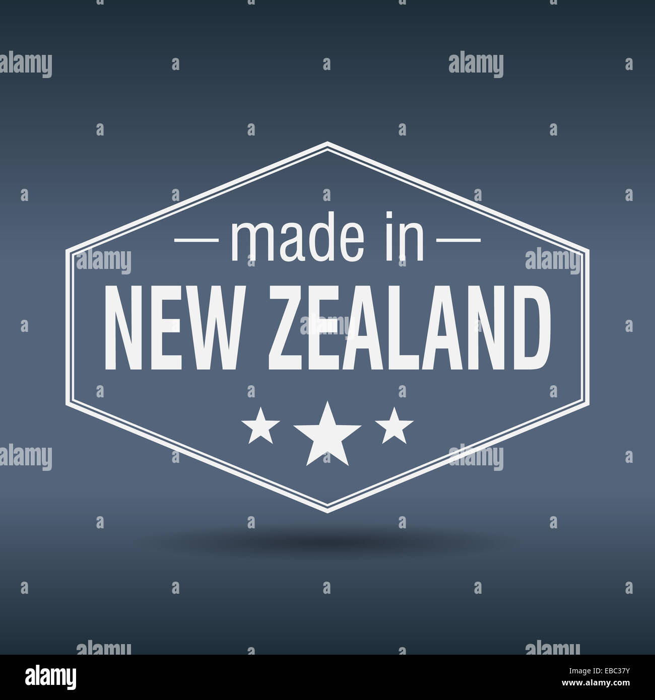 made in New Zealand hexagonal white vintage label Stock Photo - Alamy