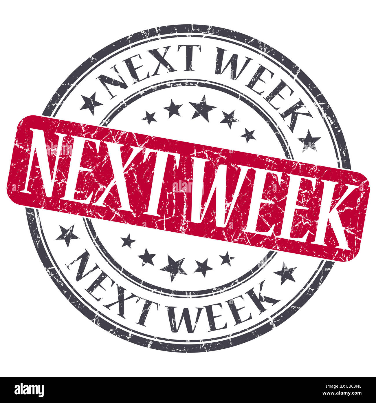 Next Week red grunge round stamp on white background Stock Photo - Alamy