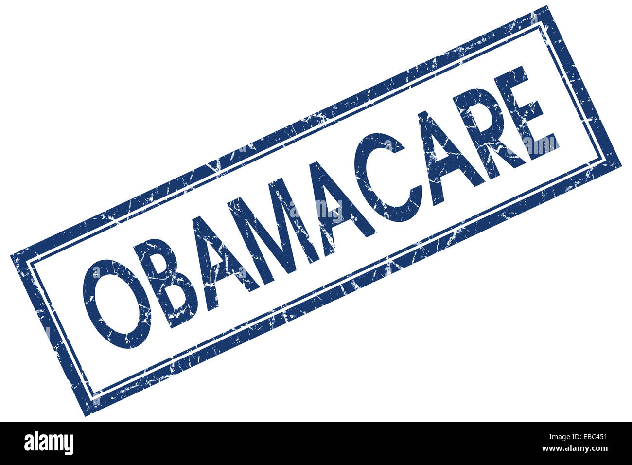 Obamacare blue square grungy stamp isolated on white background Stock ...