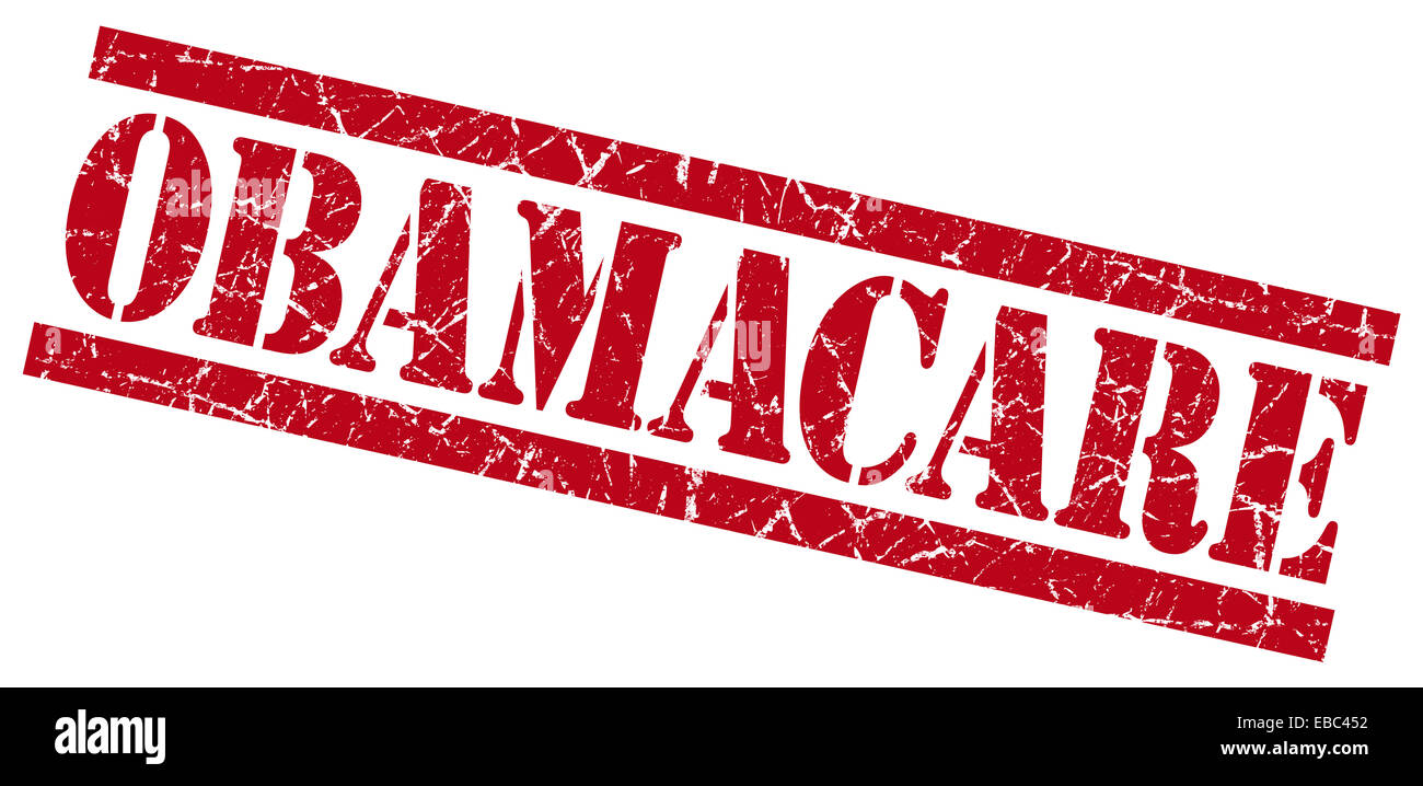 obamacare red grungy stamp on white background Stock Photo - Alamy