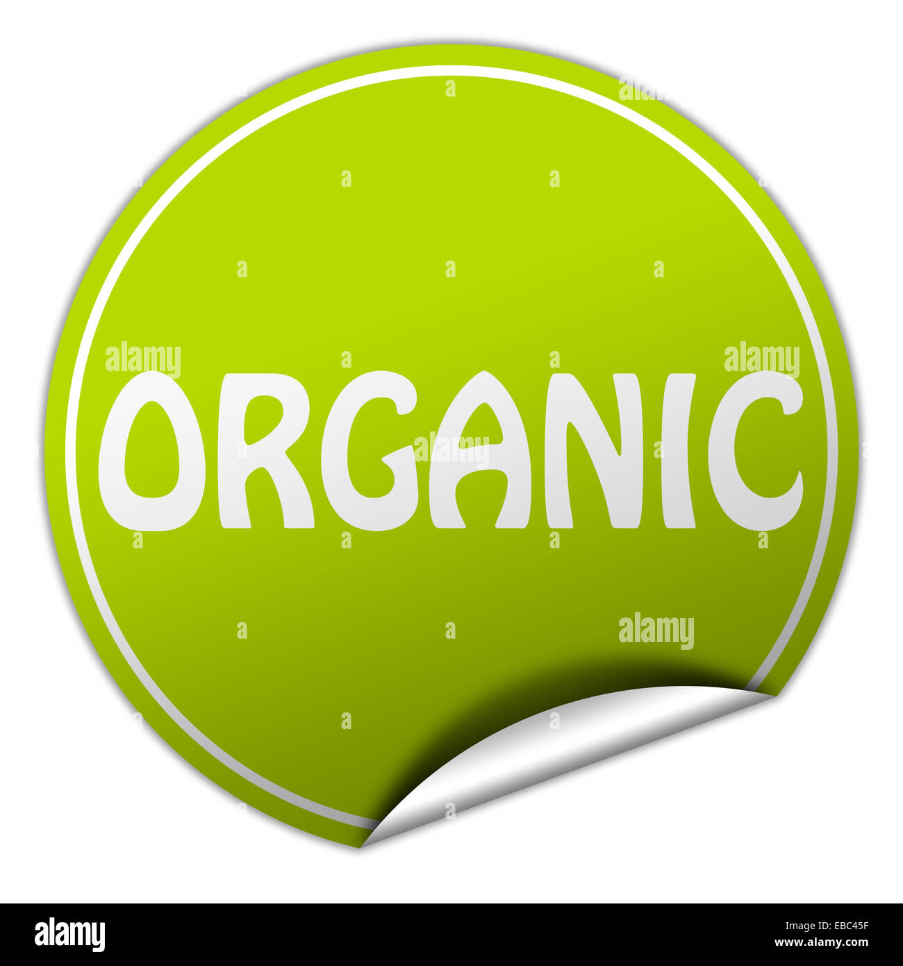 organic round green sticker on white background Stock Photo - Alamy