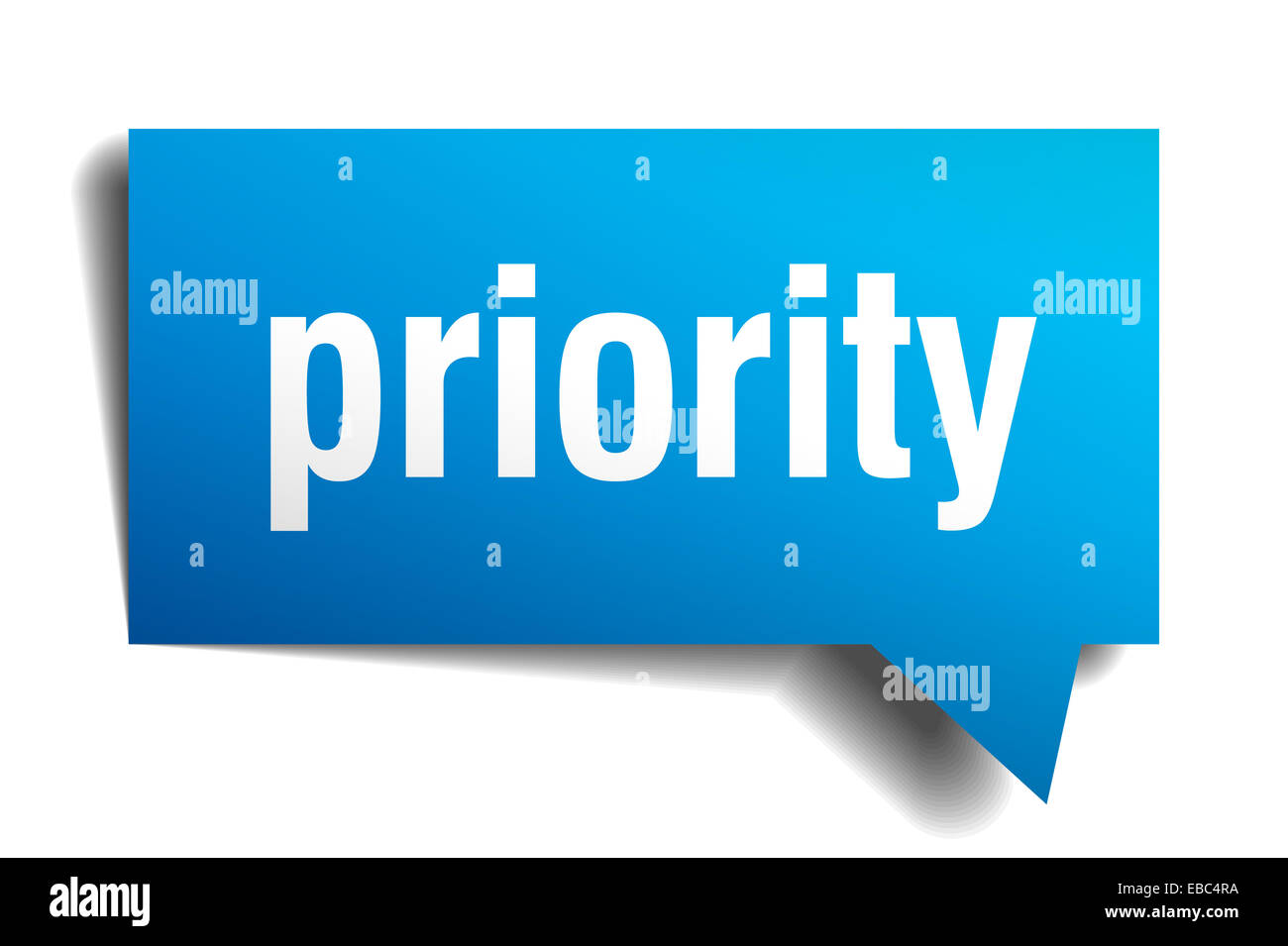 priority blue 3d realistic paper speech bubble Stock Photo - Alamy