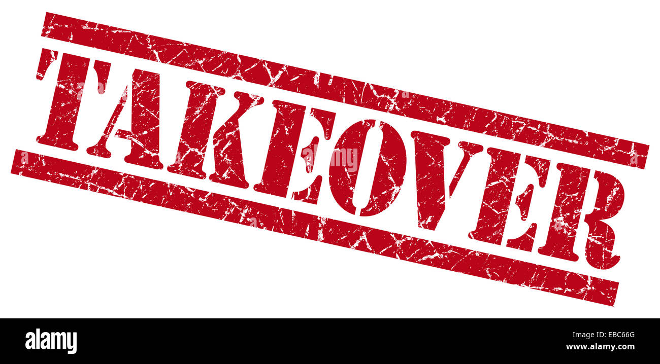 takeover red square grunge textured isolated stamp Stock Photo - Alamy