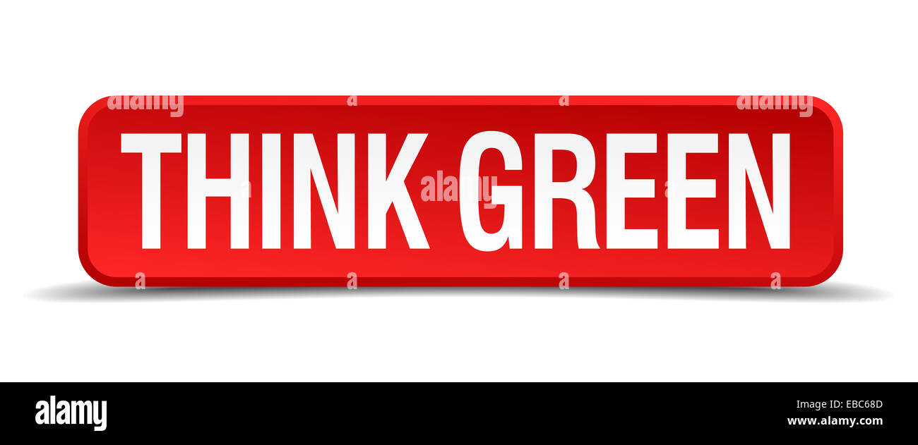 Think green red 3d square button isolated on white Stock Photo - Alamy