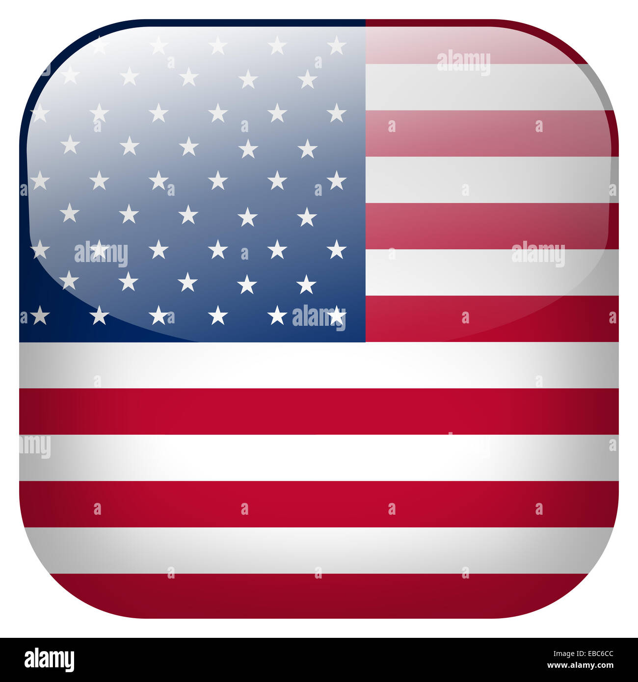 USA national flag square button isolated on white background Stock ...