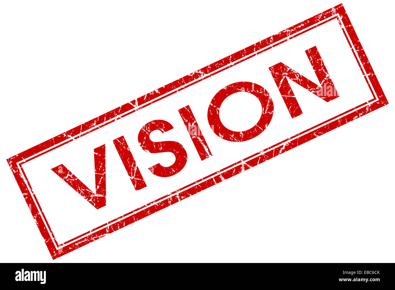 Vision red square grungy stamp isolated on white background Stock Photo ...
