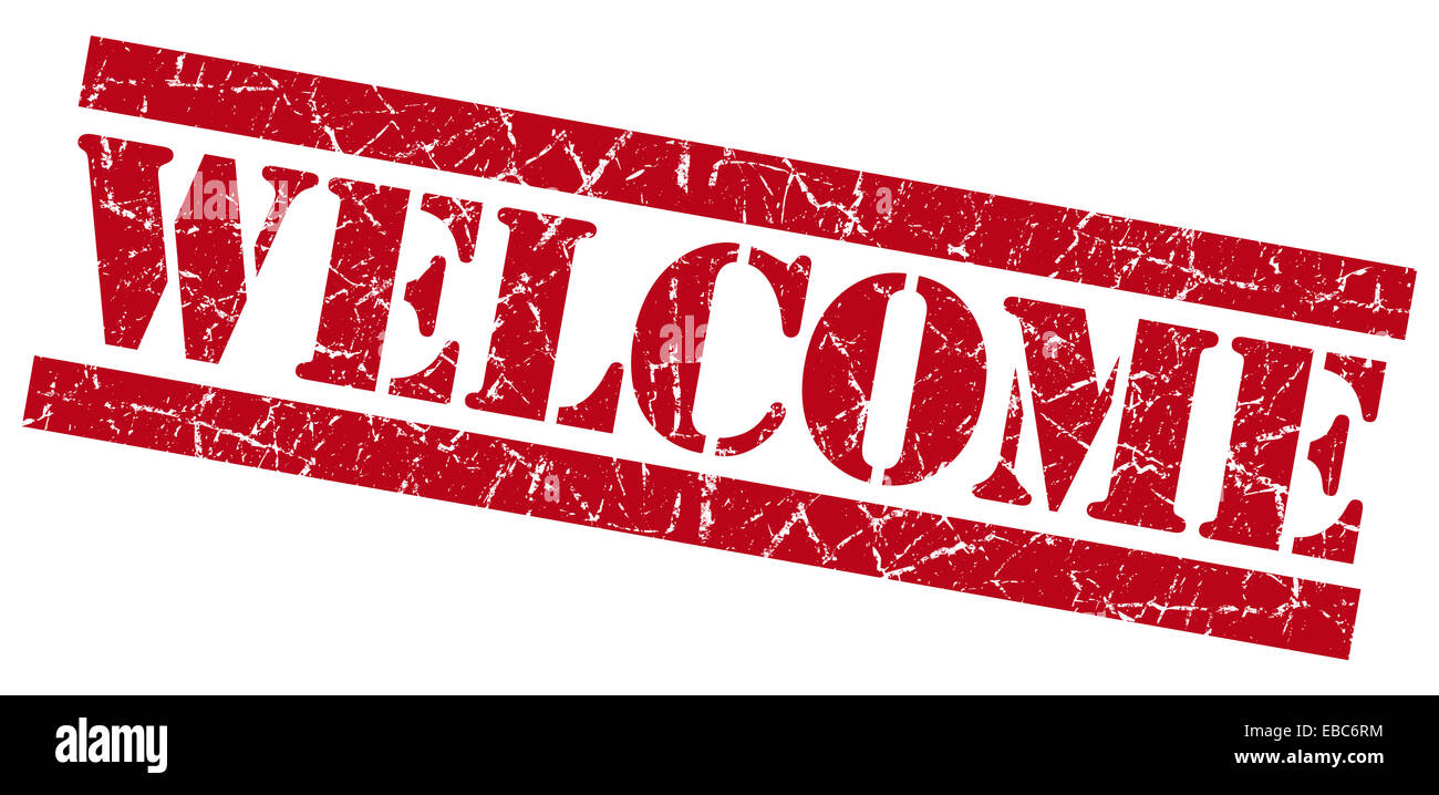 Welcome red grunge stamp Stock Photo - Alamy