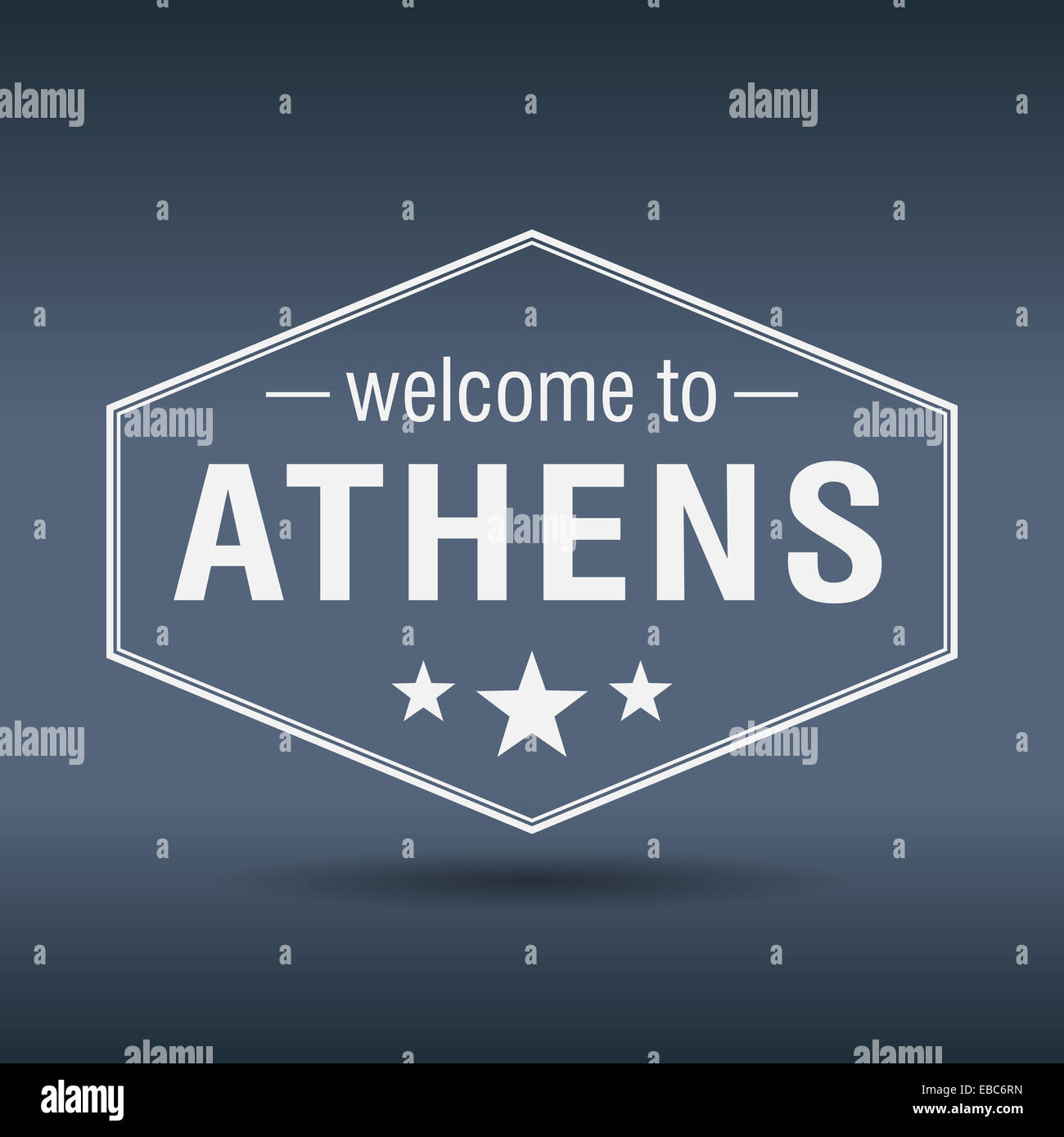 welcome to Athens hexagonal white vintage label Stock Photo - Alamy