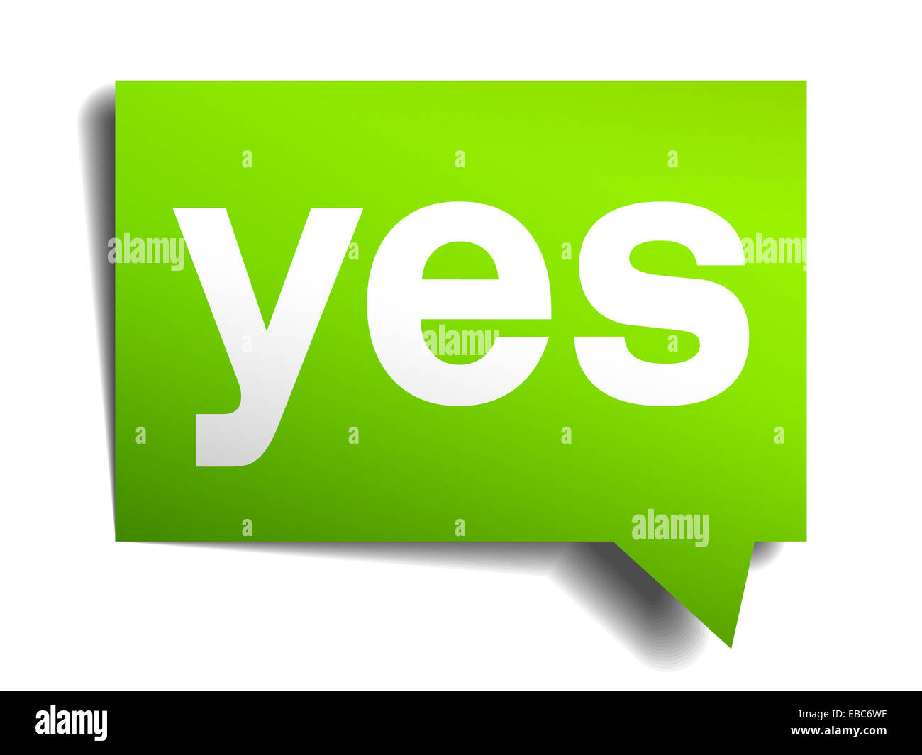 yes green 3d realistic paper speech bubble isolated on white Stock ...
