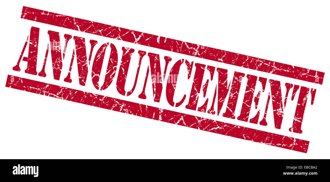 announcement red square grungy isolated rubber stamp Stock Photo - Alamy