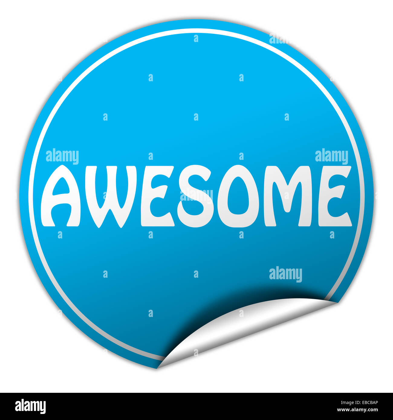 AWESOME round blue sticker on white background Stock Photo - Alamy