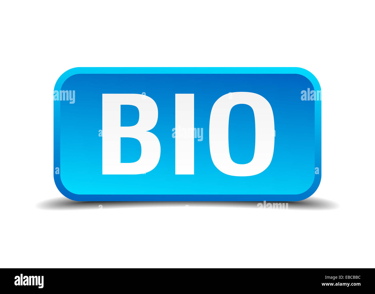 bio blue 3d realistic square isolated button Stock Photo - Alamy