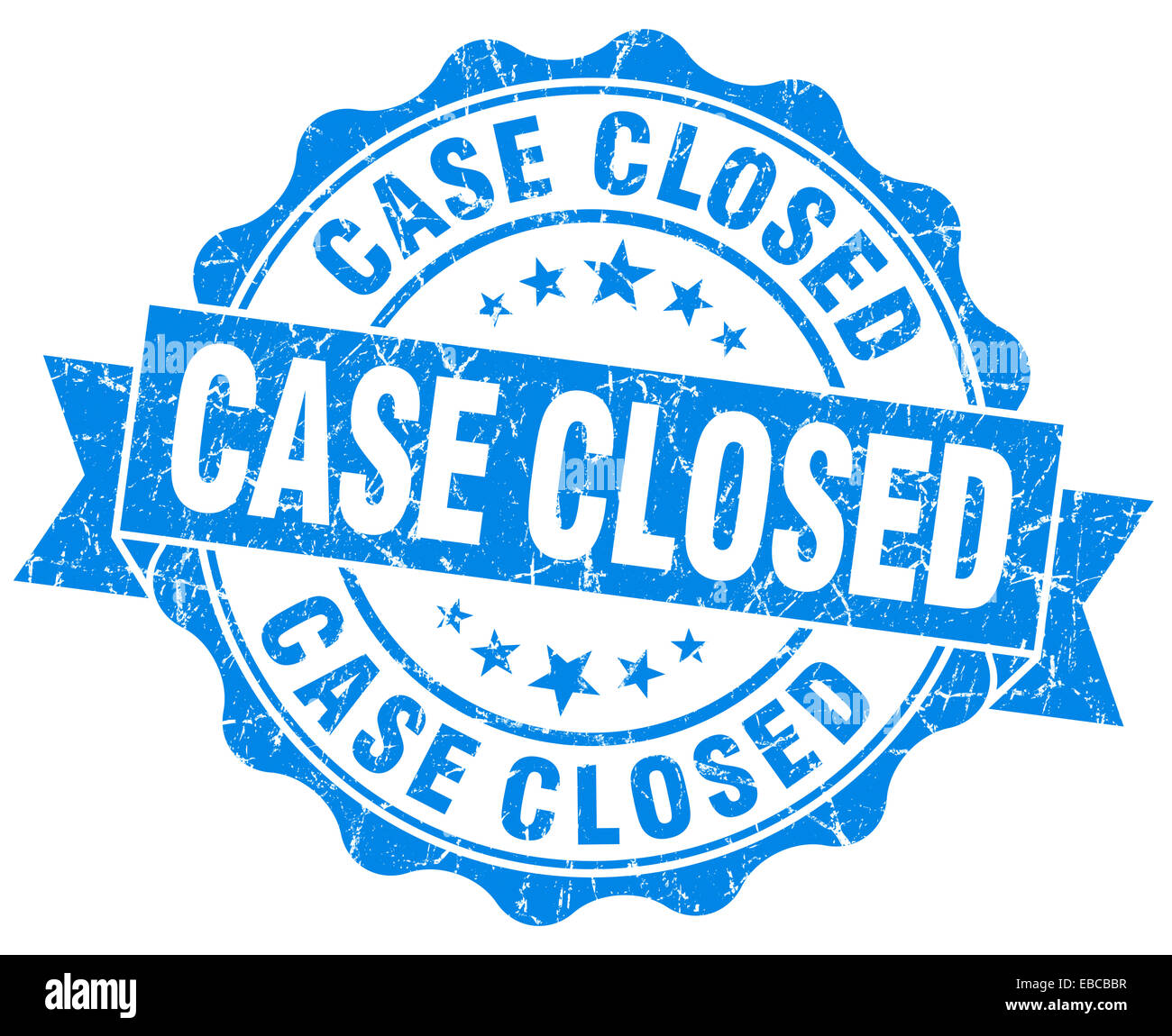 Case closed blue vintage seal isolated on white Stock Photo - Alamy