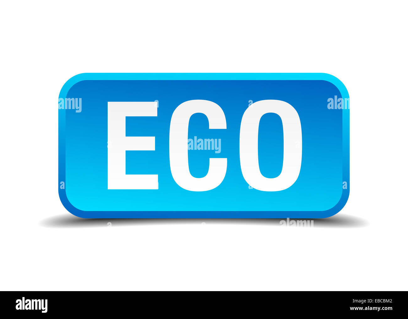 eco blue 3d realistic square isolated button Stock Photo - Alamy