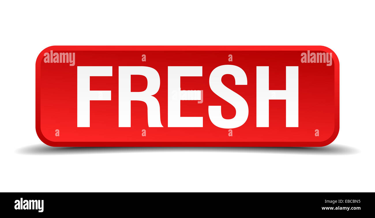 Fresh red 3d square button isolated on white background Stock Photo - Alamy