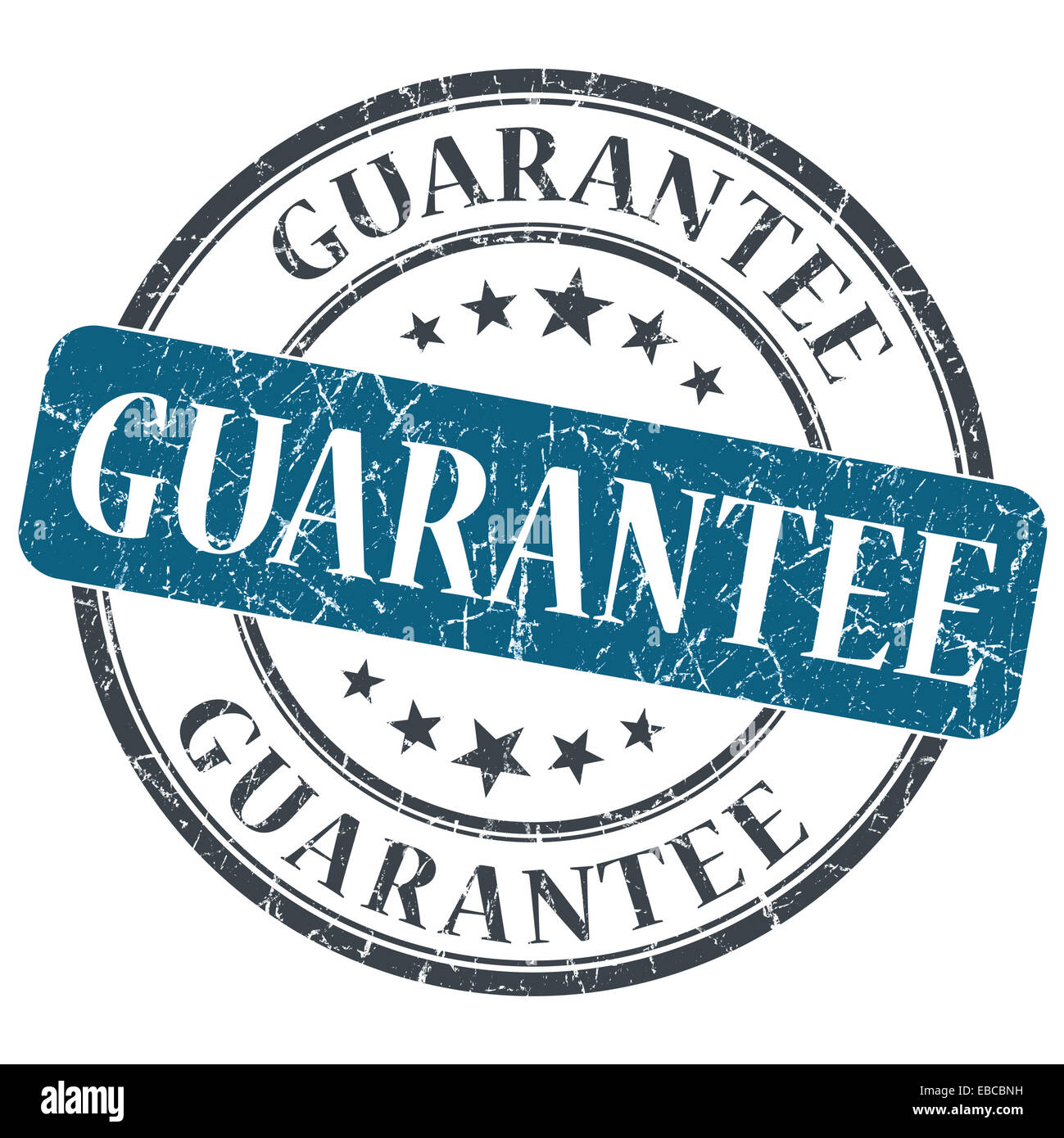 guarantee blue round grungy stamp isolated on white background Stock ...