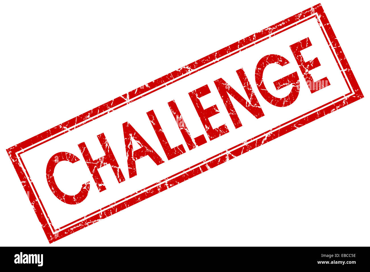 Challenge red square grungy stamp isolated on white background Stock ...