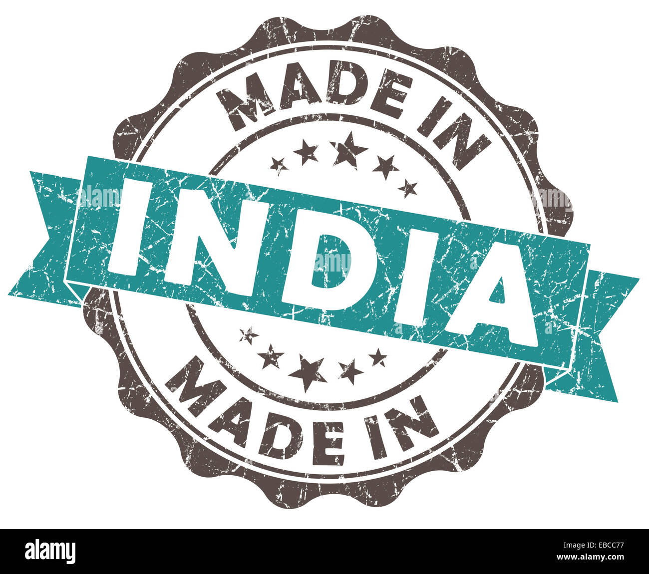 made in india turquoise grunge seal isolated on white background Stock ...