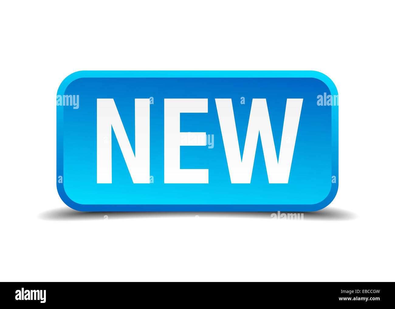 New blue 3d realistic square isolated button Stock Photo - Alamy
