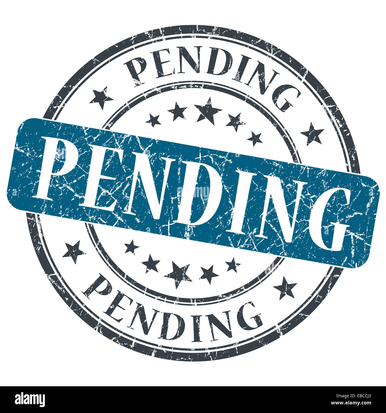 pending blue round grungy stamp isolated on white background Stock ...