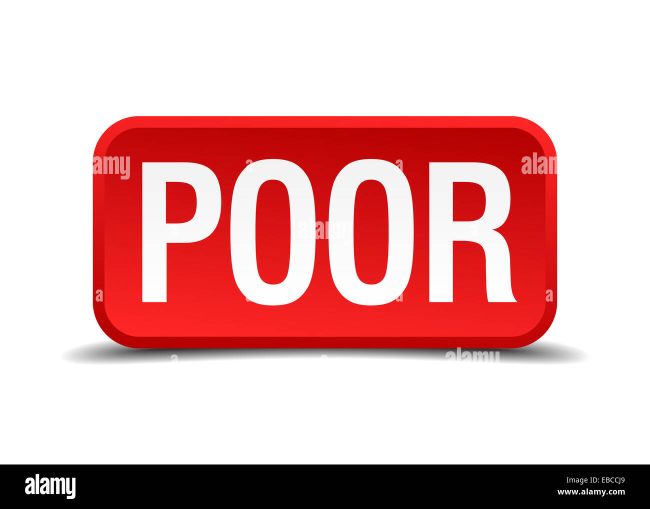Poor red 3d square button isolated on white Stock Photo - Alamy