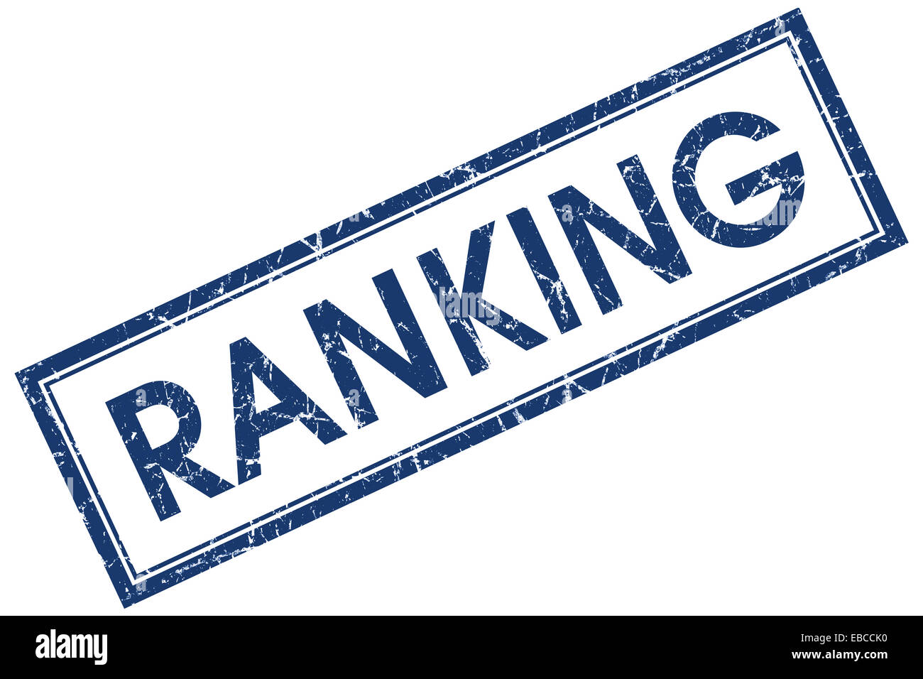 Ranking blue square grungy stamp isolated on white background Stock ...