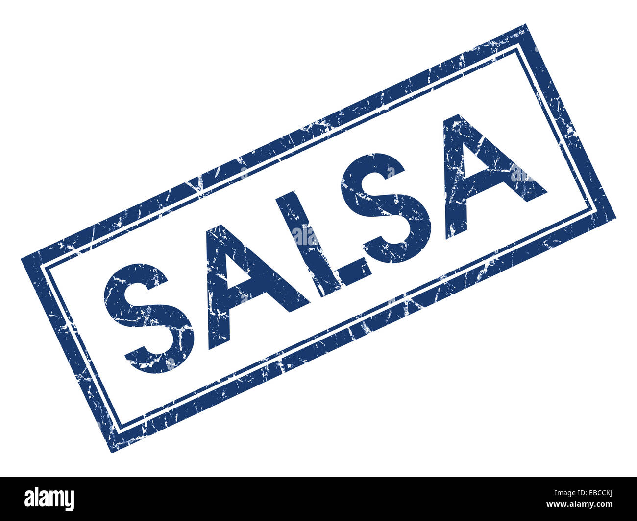 Salsa blue square grungy stamp isolated on white background Stock Photo ...