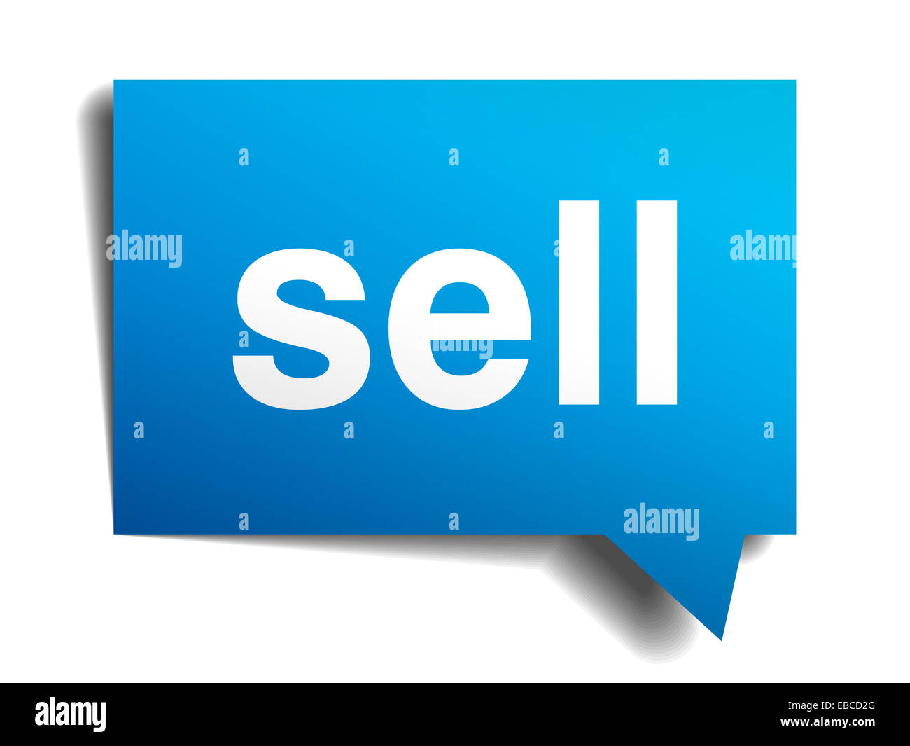 Sell blue 3d realistic paper speech bubble isolated on white Stock ...