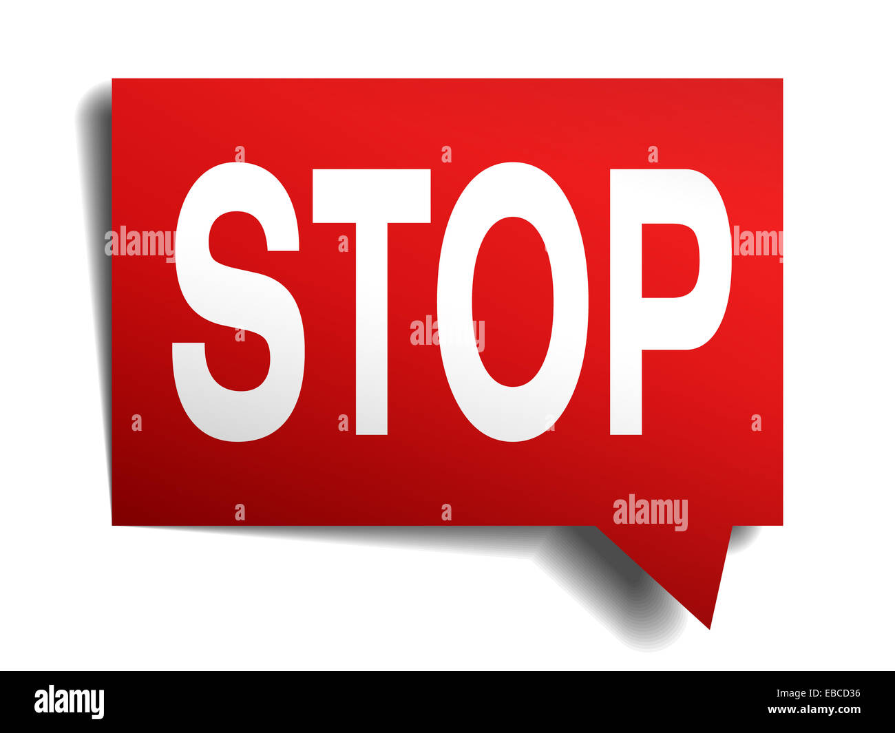 stop red 3d realistic paper speech bubble isolated on white Stock Photo ...