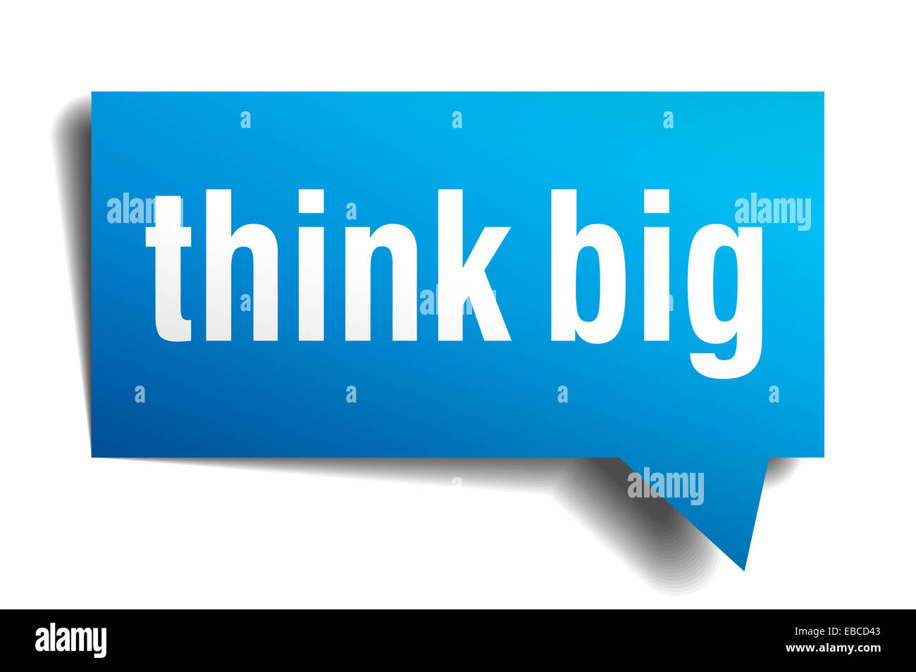 Think big blue 3d realistic paper speech bubble isolated on white Stock ...