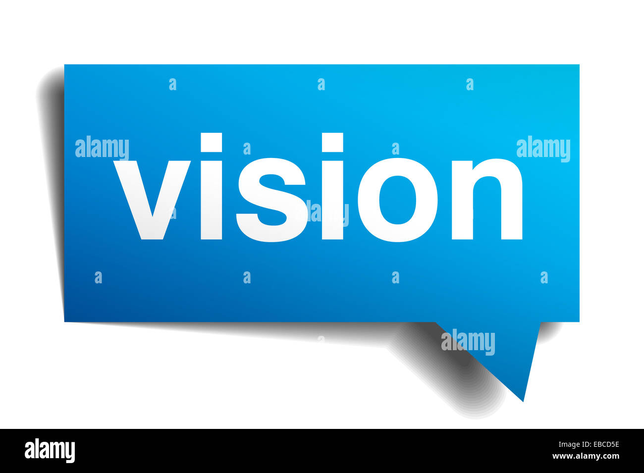 Vision blue 3d realistic paper speech bubble isolated on white Stock ...