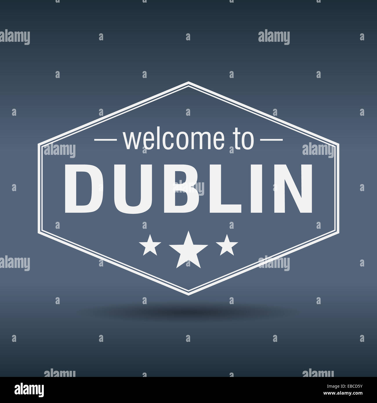 welcome to Dublin hexagonal white vintage label Stock Photo - Alamy