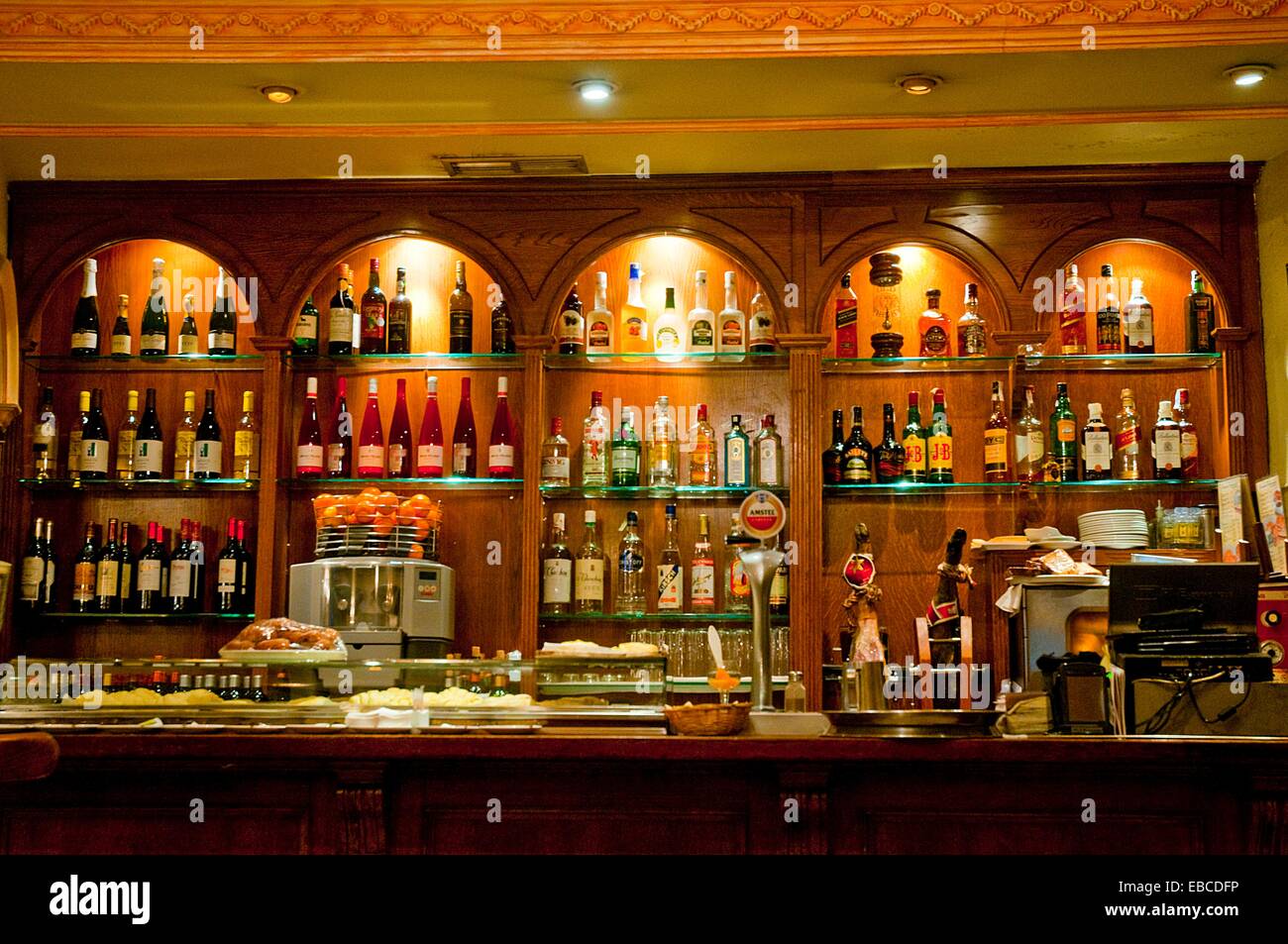 Bar of typical cafe. Madrid, Spain Stock Photo - Alamy