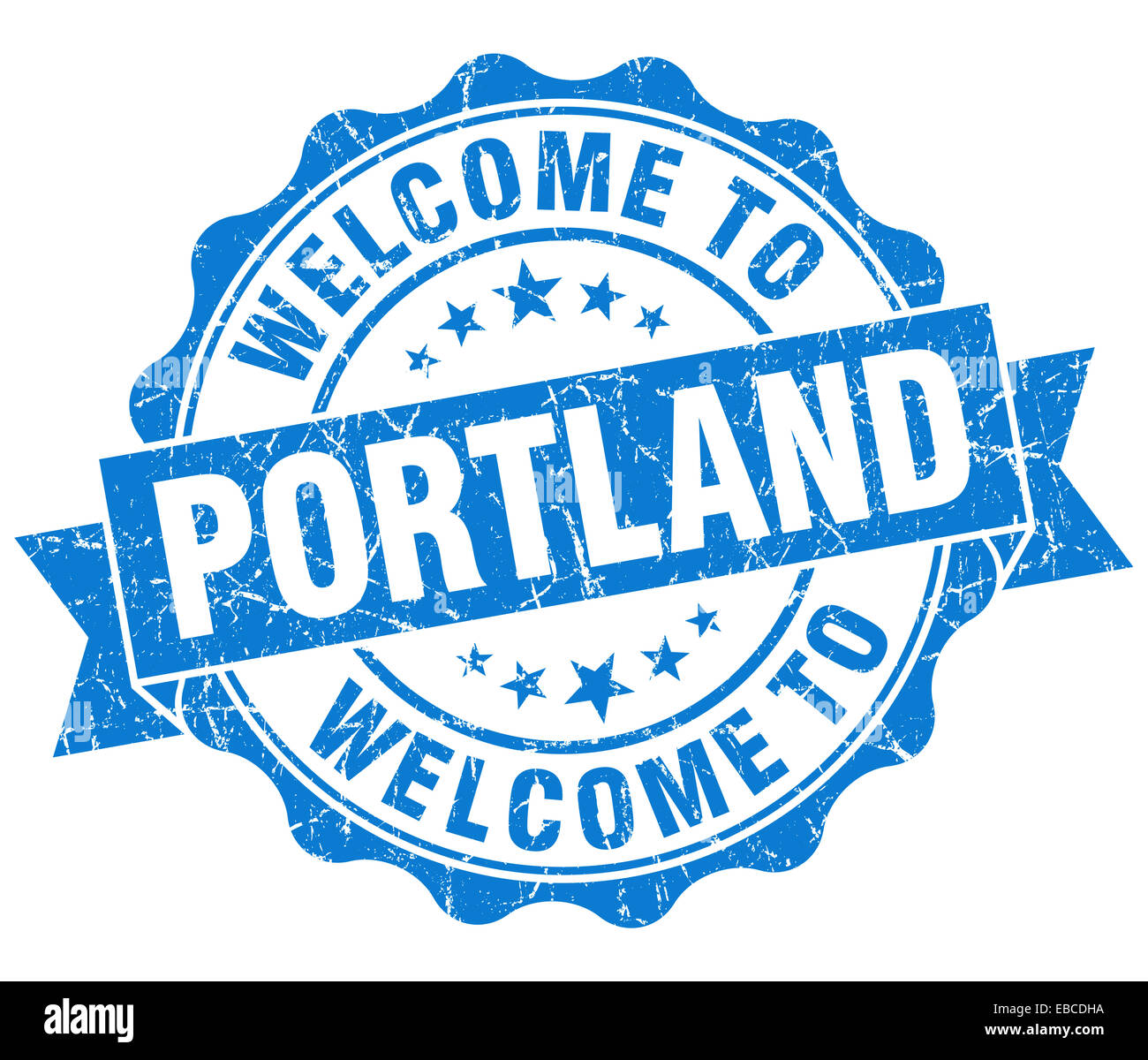 welcome to Portland blue vintage isolated seal Stock Photo - Alamy