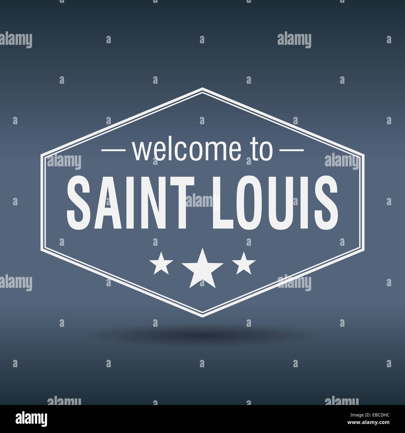welcome to Saint Louis hexagonal white vintage label Stock Photo - Alamy