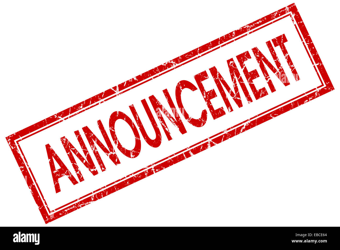announcement red square stamp isolated on white background Stock Photo ...