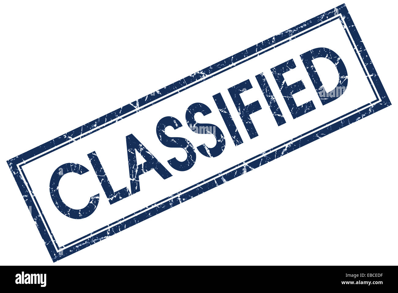 classified blue square stamp Stock Photo - Alamy