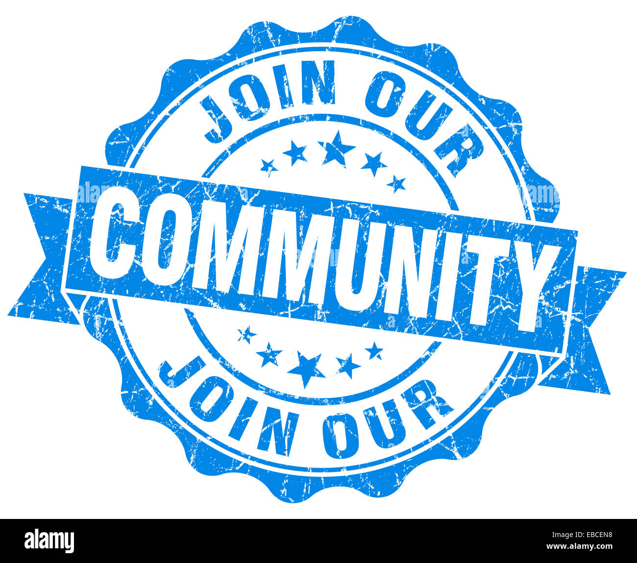 Join our community blue vintage seal isolated on white Stock Photo - Alamy