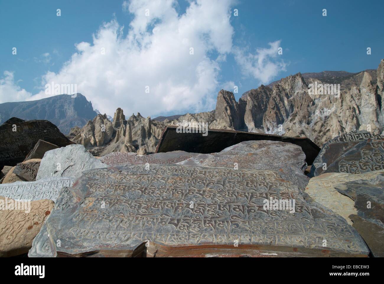Tibetan prayer stones hi-res stock photography and images - Alamy