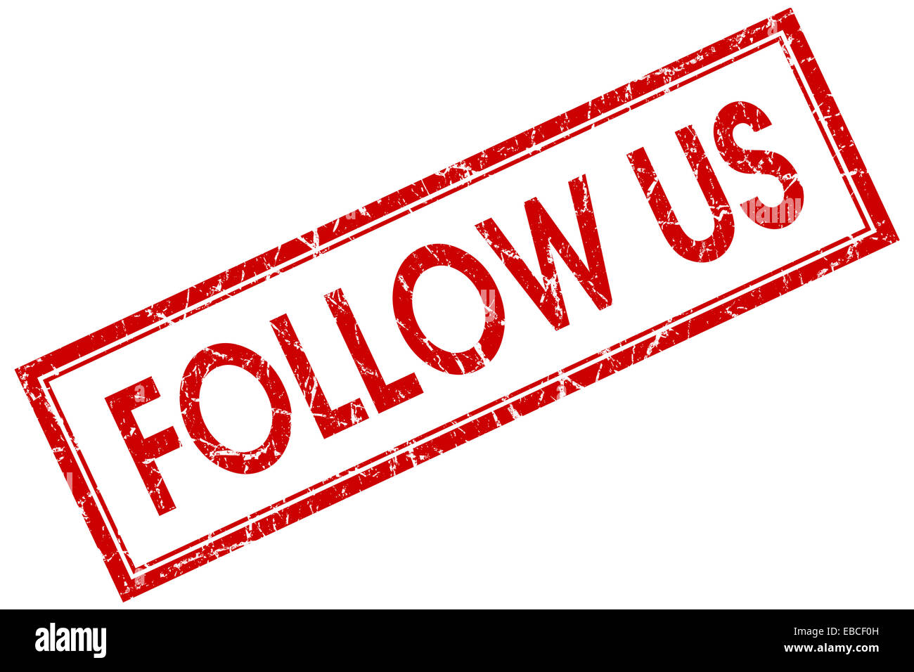 Follow us red square grungy stamp isolated on white background Stock ...